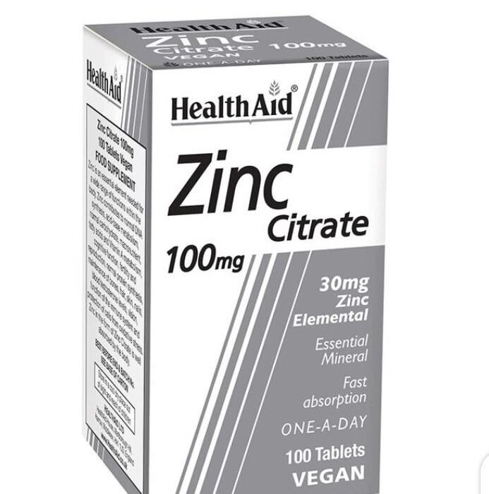 HealthAid Zinc Citrate 100mg Tablets 100's - HEMLOCK PHARMACY