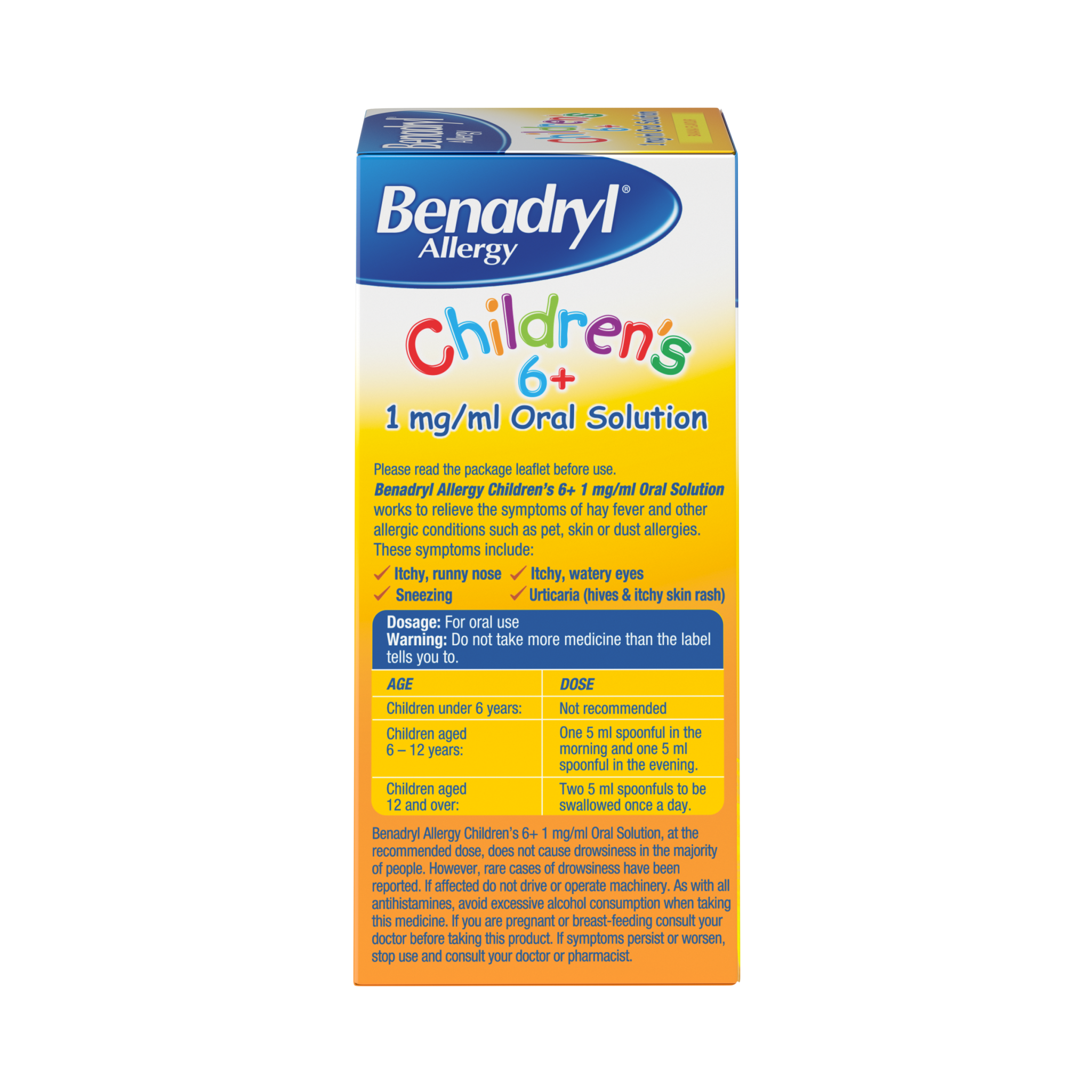 BENADRYL® Allergy Children’s 6+ 1mg/ml Oral Solution - HEMLOCK PHARMACY